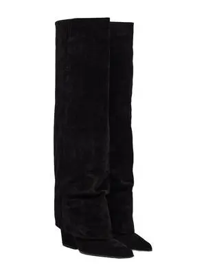 Paris Texas Jane 100 Suede Knee-high Boots - Black