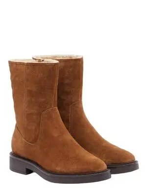 Veronica Beard Creswell Suede Mid-calf Boots - Brown