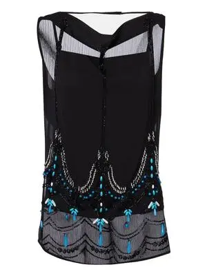 XU ZHI Beaded Jersey Top - Black