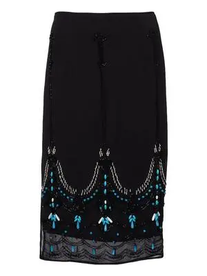 XU ZHI Beaded Jersey Midi Skirt - Black