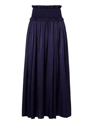 Zimmermann Dream Shirred Silk Maxi Skirt - Blue