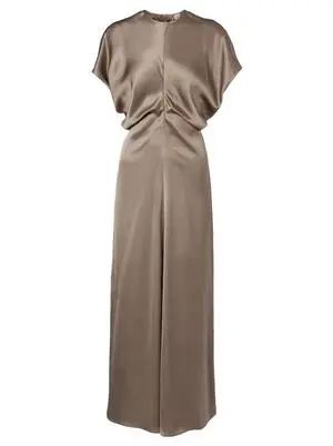 TOTEME Draped Satin Maxi Dress - Grey
