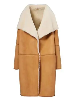 TOTEME Shearling-trimmed Suede Coat - Beige