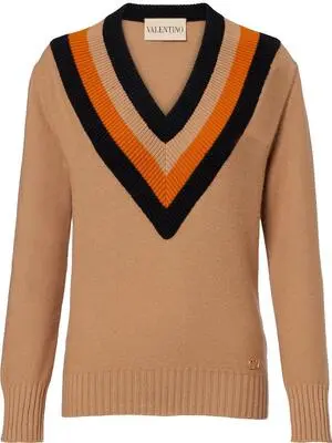 Valentino Garavani Virgin Wool V-neck Sweater - Brown