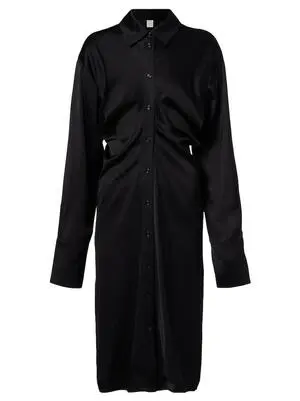 TOTEME Slouch Crêpe Satin Shirt Dress - Black