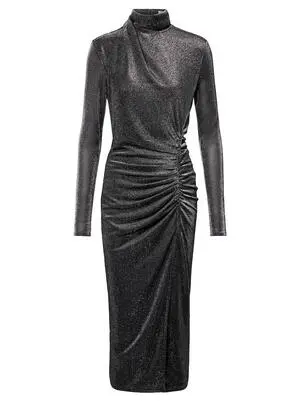 MARANT ETOILE Jenisa Draped Gathered Midi Dress - Silver