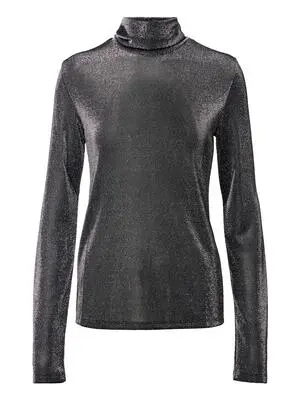 MARANT ETOILE Jadia Jersey Lamé Turtleneck Top - Silver