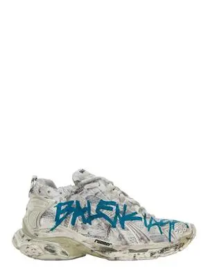 Balenciaga Runner Graffiti Sneakers - White/blue