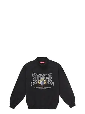 Supreme Crest Applique Half Zip Pullover - Black