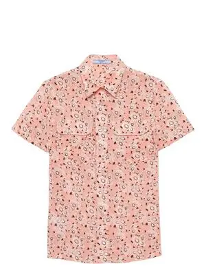 Prada Floral Print Georgette Shirt - Camelia