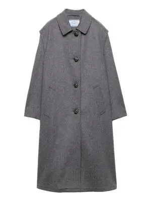 Prada Single-breasted Loden Cloth Coat - Grey