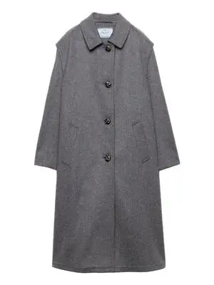 Prada Single-breasted Loden Cloth Coat - Slate Gray