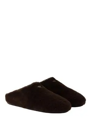 Prada Shearling Mules - Dark Brown