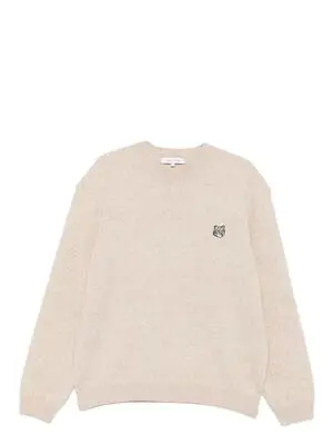 Maison Kitsuné Fox Head Milano Lambswool Jumper Beige