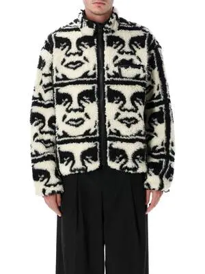 Obey Repeated Icon Sherpa Jacket Black