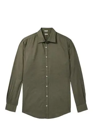 Massimo Alba Genova Cutaway-collar Cotton-chambray Shirt - Green