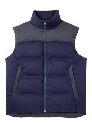 Sease Reversible Quilted Shell And Brushed Cashmere Gilet - Blue