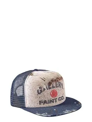 GALLERY DEPT. Gallery Dept. Alex Paint-Splattered Logo-Print Trucker Cap Blue