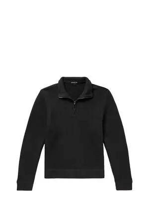JAMES PERSE Cozy Cotton-blend Jersey Half-zip Sweatshirt - Black