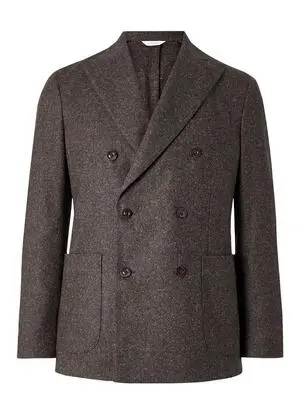 Boglioli Double-breasted Virgin Wool-blend Blazer - Brown