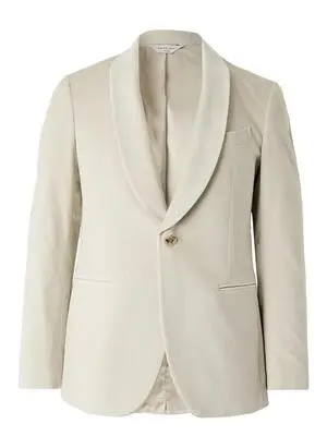 Boglioli Slim-fit Shawl-collar Cotton-blend Velvet Tuxedo Jacket - Neutrals