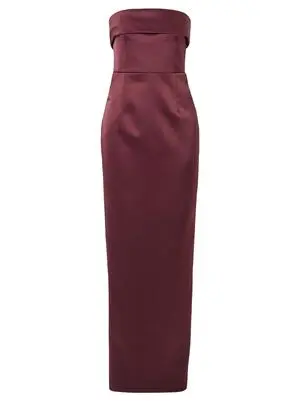 THE NEW ARRIVALS ILKYAZ OZEL Rhea Strapless Duchesse-satin Gown - Burgundy