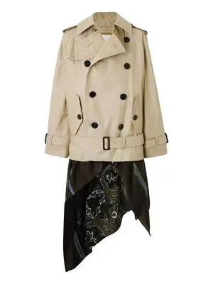 Sacai Sacai Double-Breasted Gabardine Jacket With Scarf Detail Beige