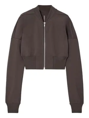 Rick Owens Stretch-jersey Cropped Bomber Jacket - Brown