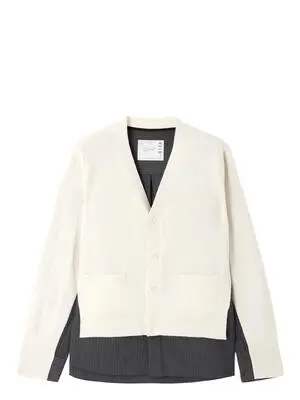 Sacai Striped Layered Cardigan - Off-white