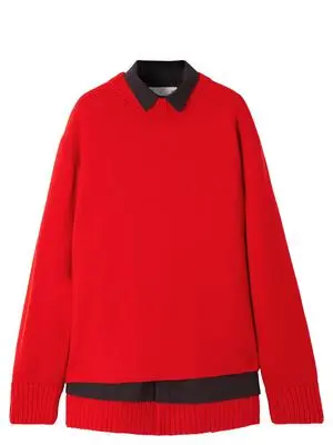 Sacai Layered Wool Mini Dress - Red
