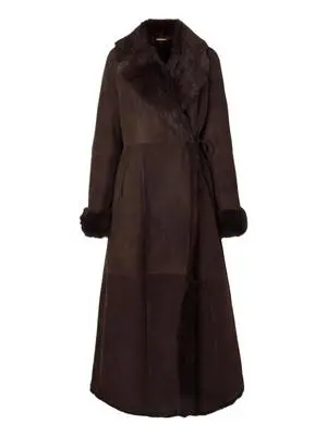 Nour Hammour Joni Shearling Longline Coat - Brown