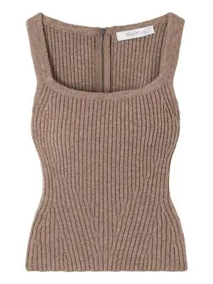 Max Mara Aretusa Ribbed Wool-blend Tank Top - Brown