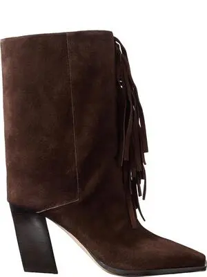 JIMMY CHOO Hart 85 Fringed Suede Boots - Brown