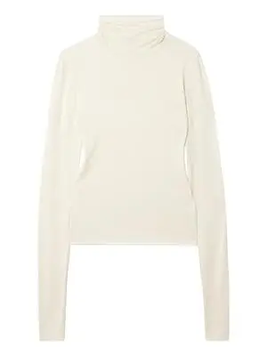 Eterne Stretch-modal Jersey Turtleneck Top - Ivory