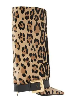 Balmain Buckled Leopard-print Calf Hair Knee Boots - Animal Print