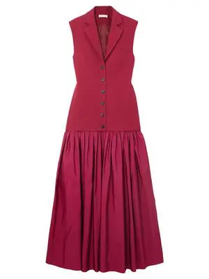 DIOTIMA Convertible Wool-twill And Silk-faille Maxi Dress - Red