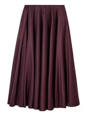 ABADIA Gathered Wool-blend Twill Maxi Skirt - Burgundy