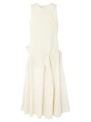 ABADIA Yara Layered Grain De Poudre Wool-blend Midi Dress - Cream