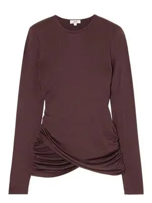 AGOLDE Eve Gathered Stretch-lyocell Jersey Top - Burgundy