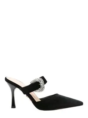 TWENTY FOURHAITCH Buckle-strap Heeled Mules - Black
