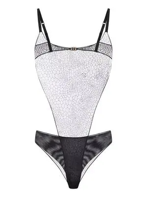 ELISABETTA FRANCHI Snake-Pattern Tulle Bodysuit