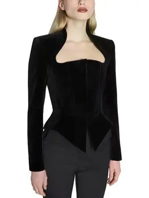 MUGLER Velvet Corset Jacket - Black
