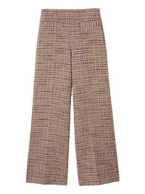 SANDRO Tweed Wide-Leg Cotton-Blend Trousers