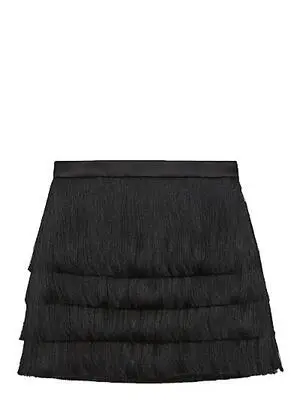 REISS Chloe Fringe Mini Skirt - Black