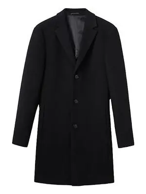 REISS Wool-blend Single-breasted Overcoat - Black