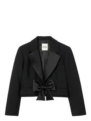 Sandro Bow-embellished Satin Jacket - Black