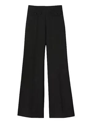 Sandro Pocketed Wide-leg Wool-blend Trousers - Black