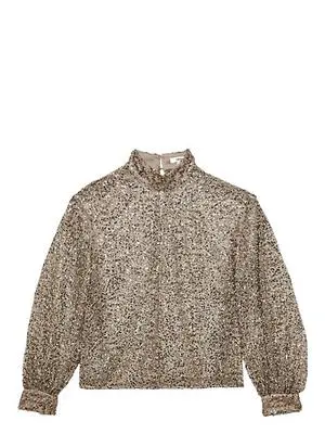 REISS Sienna Sequin-embellished Woven Top - Silver