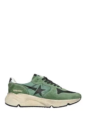GOLDEN GOOSE Running Sole Suede Trainers - Blk/green