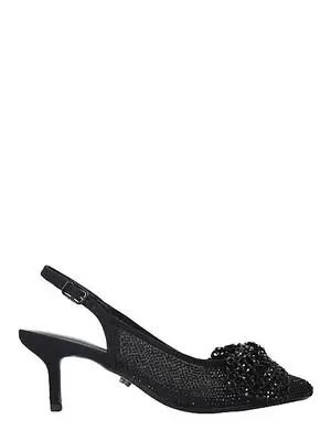 Carvela Chiara Bow Woven Heeled Slingbacks - Black